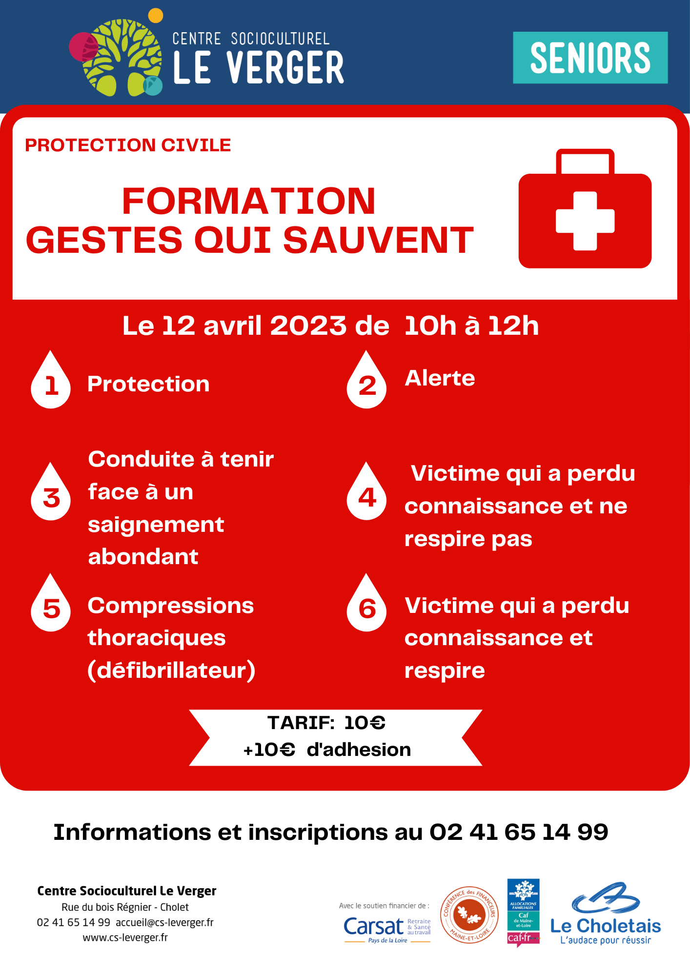 Formation gestes qui sauvent - Centre socioculturel Le Verger